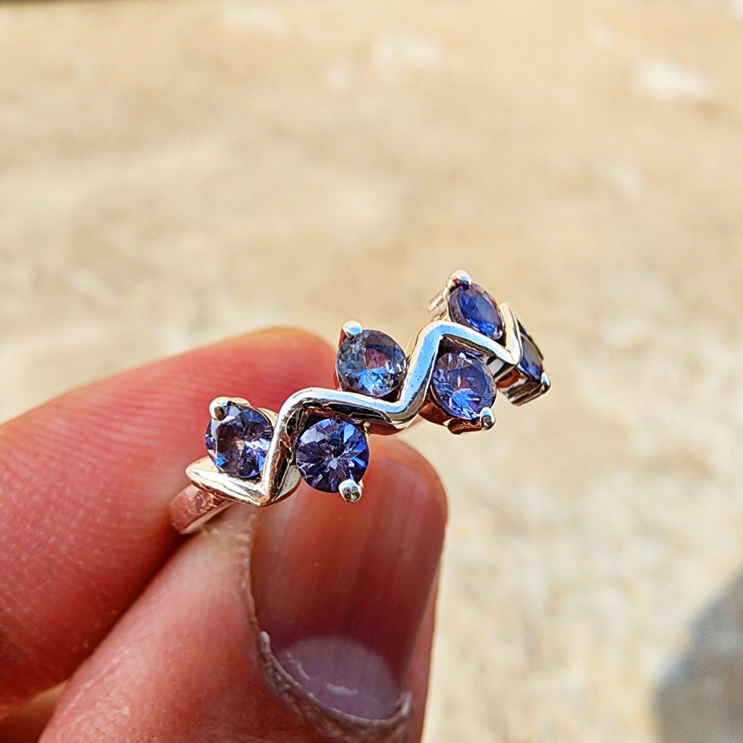 Genuine Tanzanite Band, Wedding Half Band Tanzanite, Dainty Ring ...