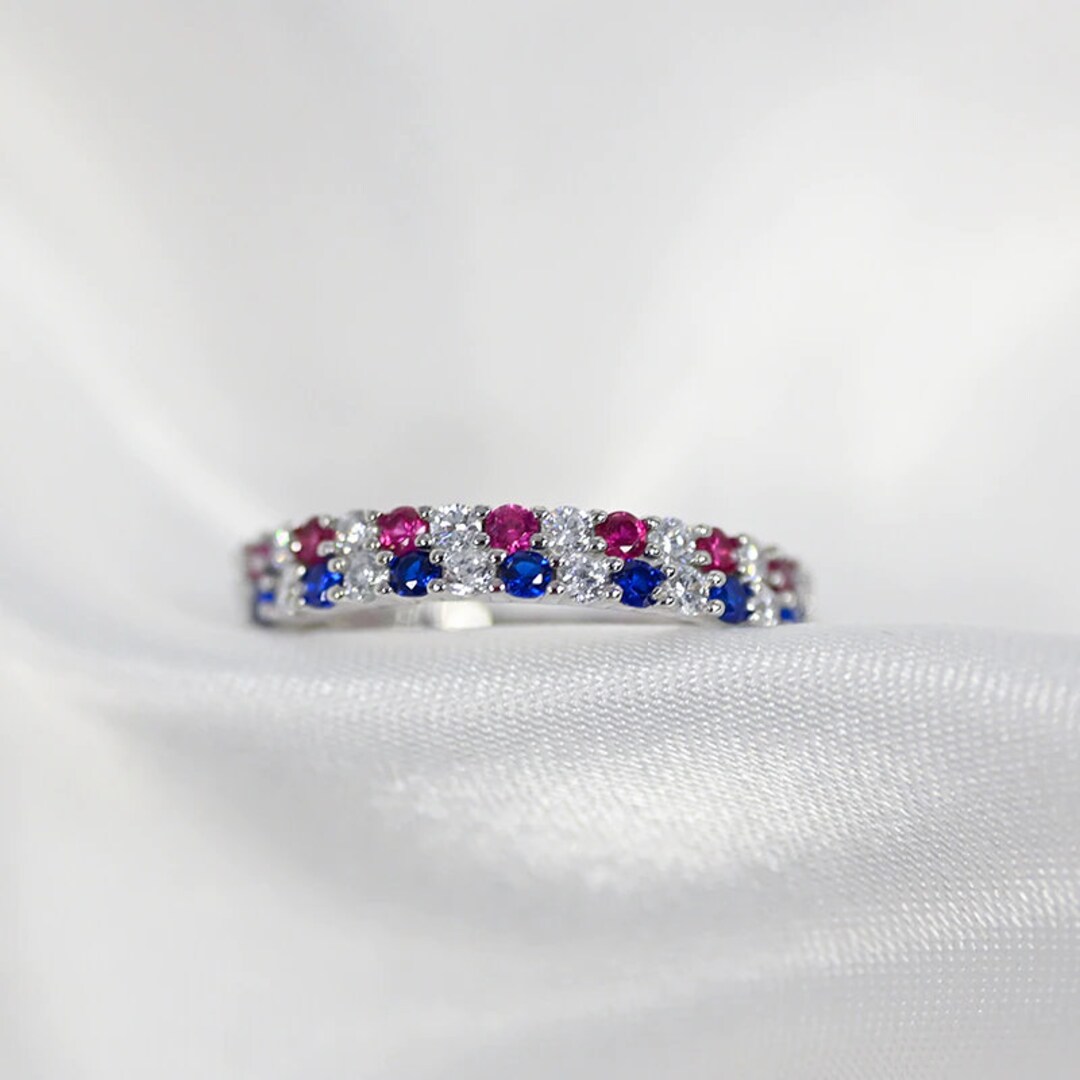 Ruby Sapphire Ring-promise Ring for Her-925 Sterling Silver-anniversary ...