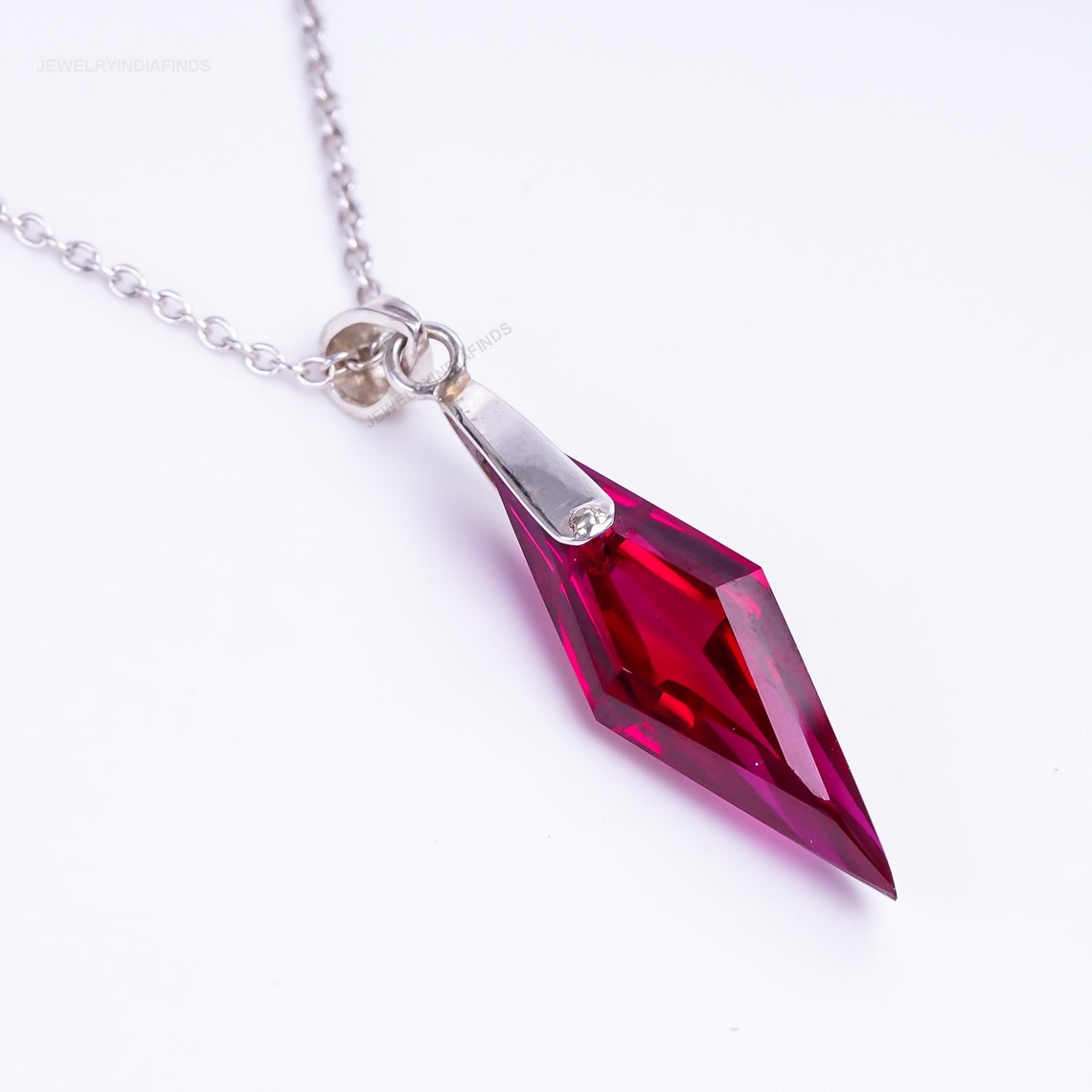 Kite Cut Ruby Pendant: 925 Sterling Silver Prismatic Necklace - Etsy