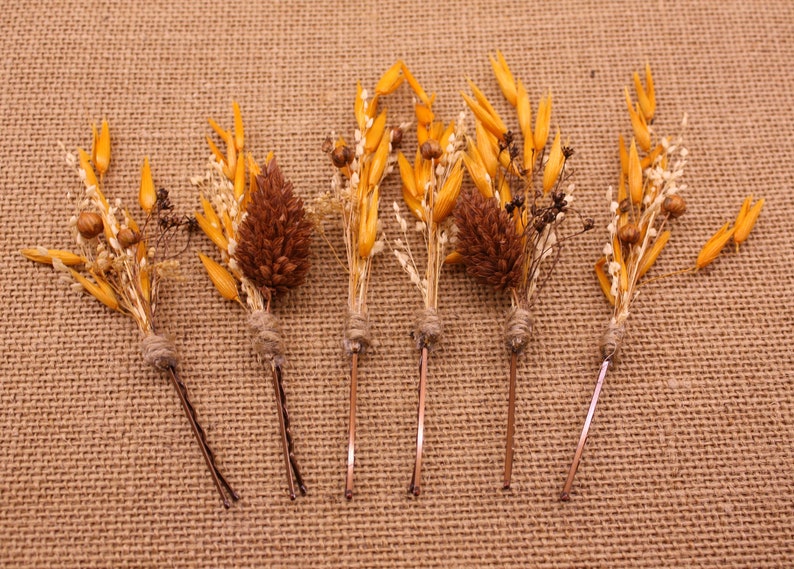 Rustic Fall Hair Pins With Dried Flowers in Warm Tones - Etsy