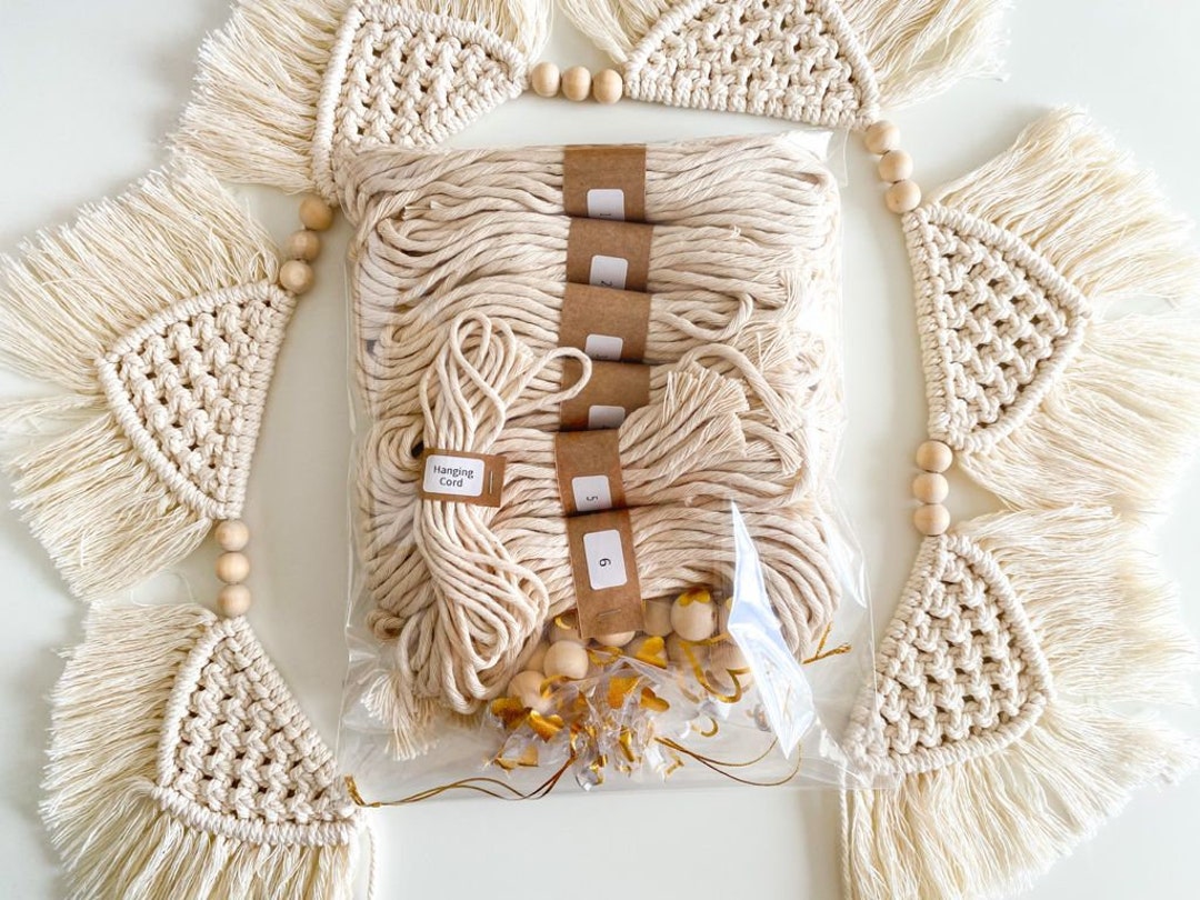 Craftedbymagical 10 Flags Macrame Garland DIY Kit, Wall Hanging Kit for ...