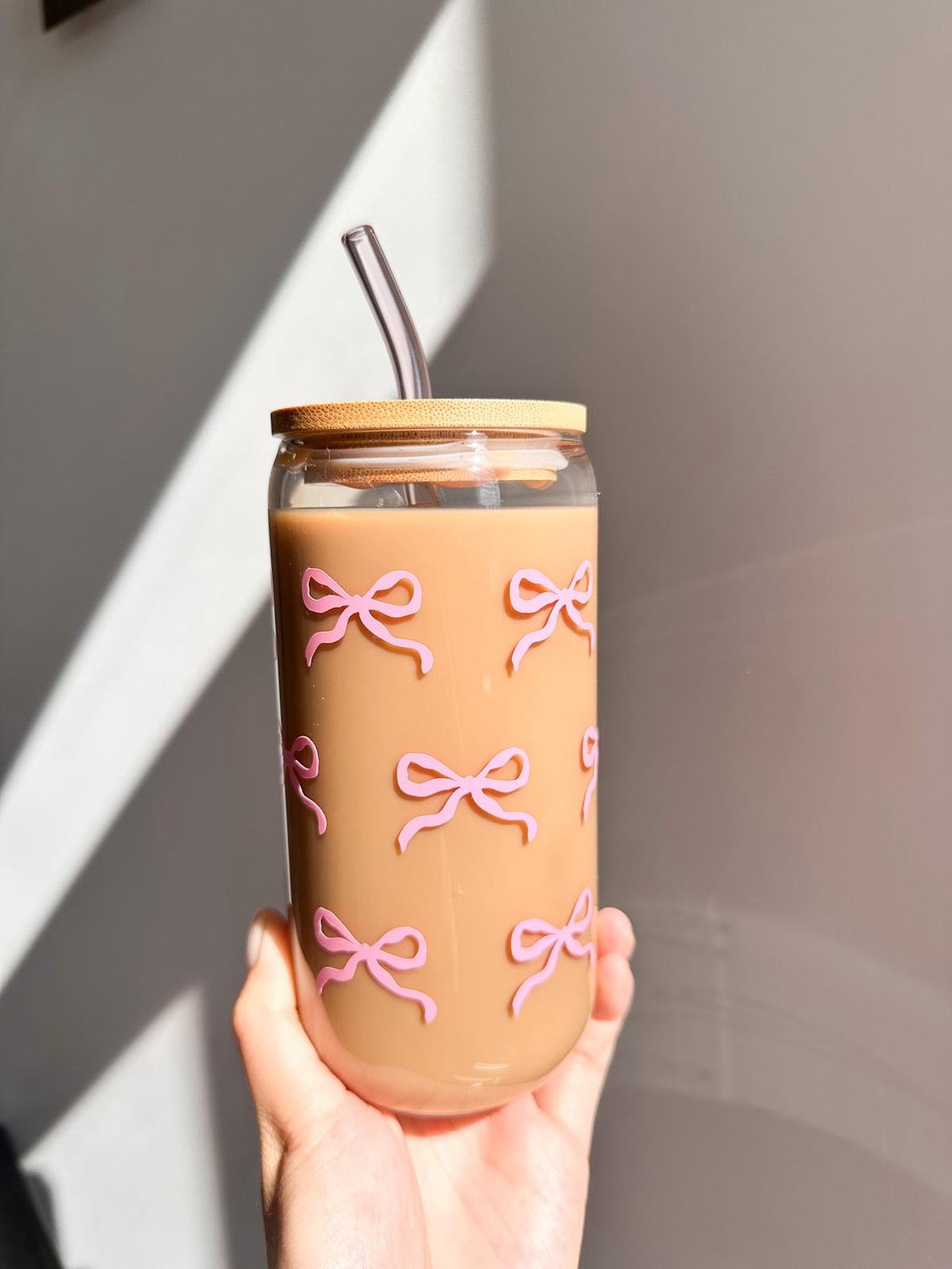 Craftedbymagical Handmade Trendy Pink Bow Beer Can Glass, 16oz, 470ml ...