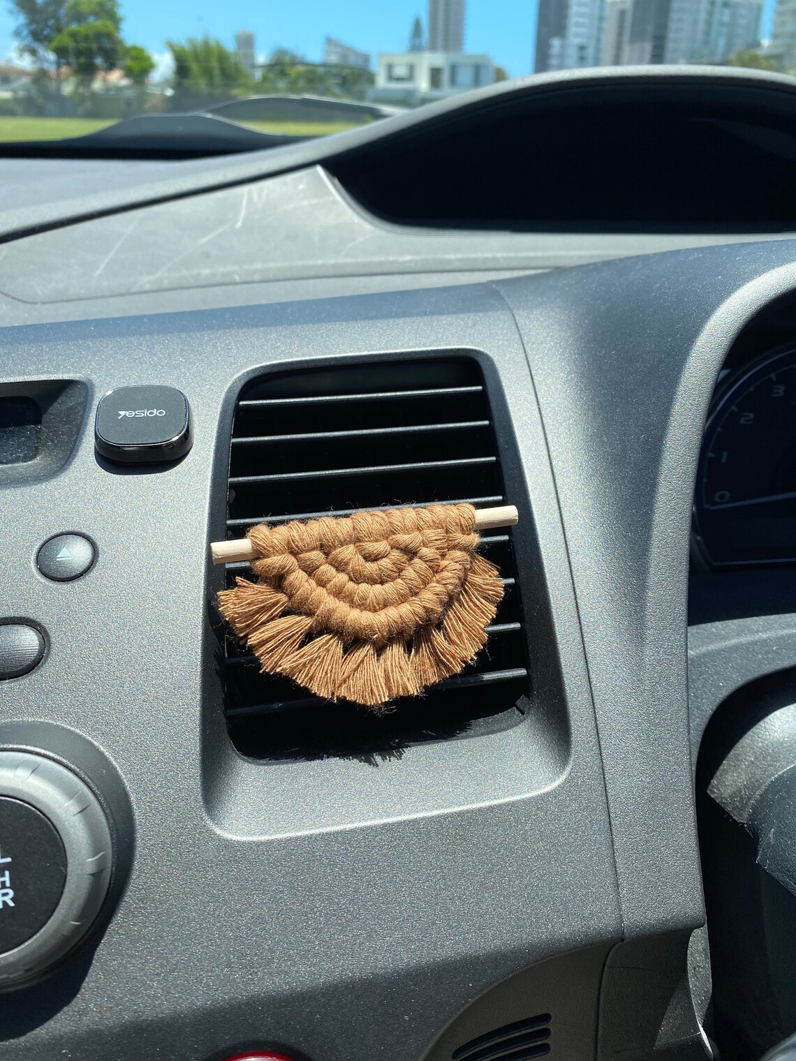 Createdbymagicial Mini Macrame Boho Semi-circle Car Vent Clip Charm ...