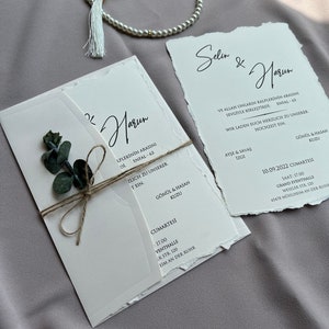 Deckled Edge Wedding Invitation: Rustic Minimalist Stationery - Etsy