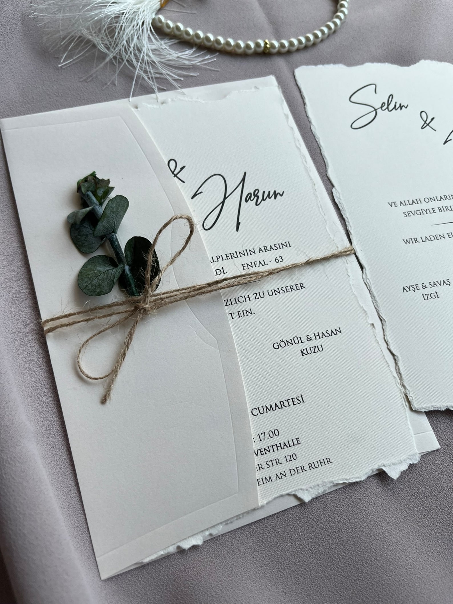 Deckled Edge Wedding Invitation: Rustic Minimalist Stationery - Etsy
