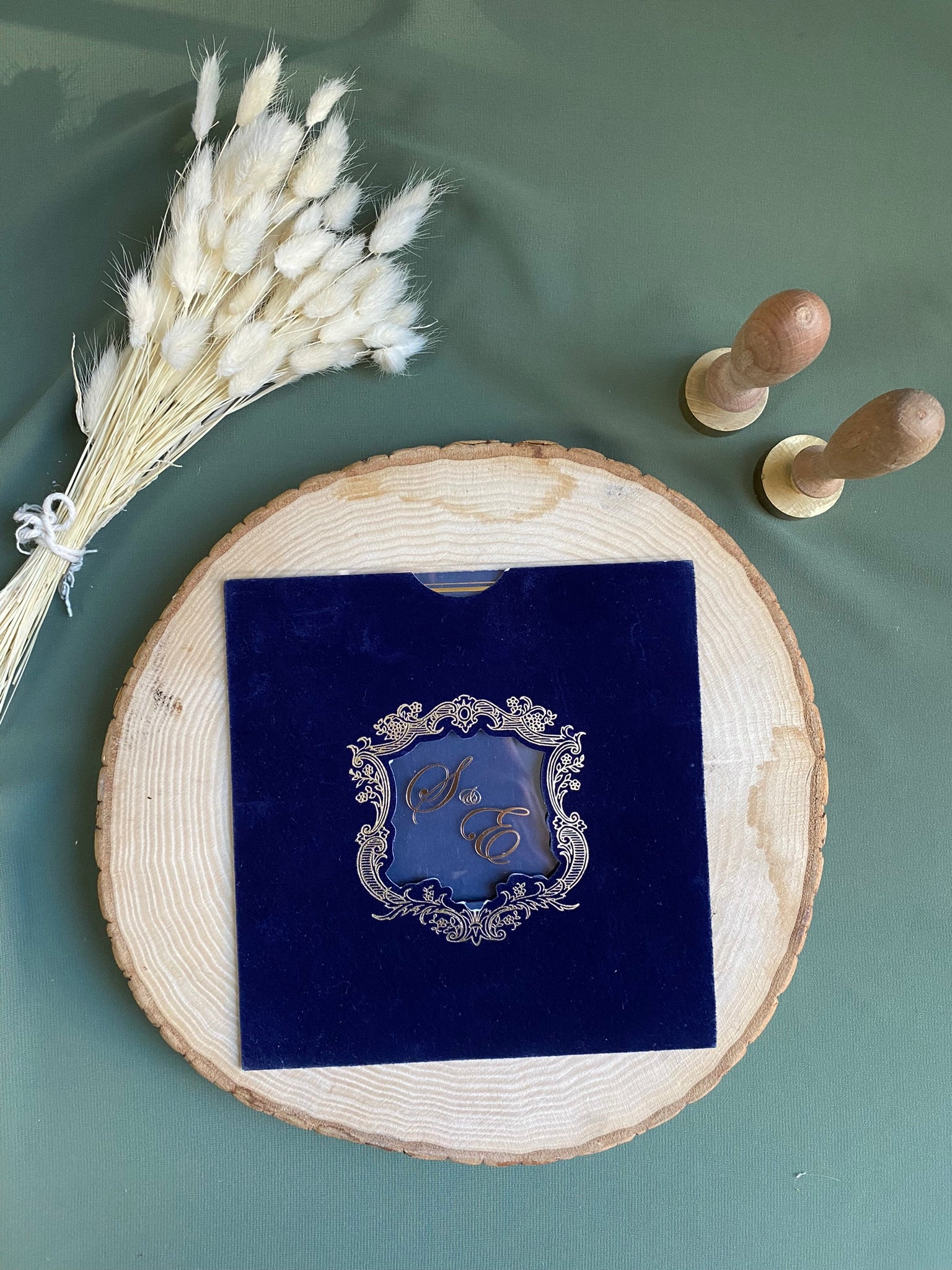 Custom Velvet Wedding Invitation Set, Gold Foil Acrylic Wedding Invite ...