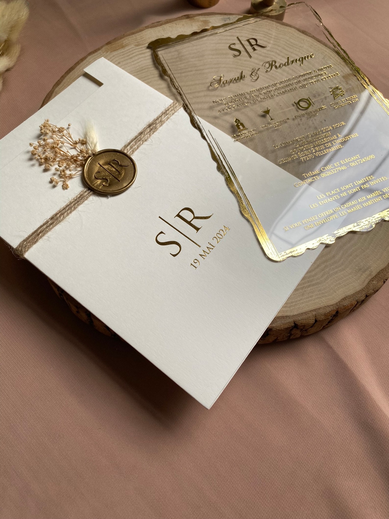 Transparent Gold Foil Wedding Invitation: Handmade Acrylic Stationery ...
