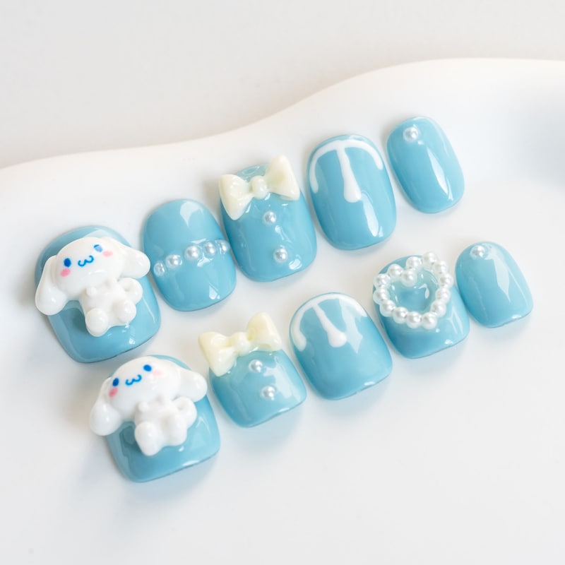 Blue Fake Nails - Etsy
