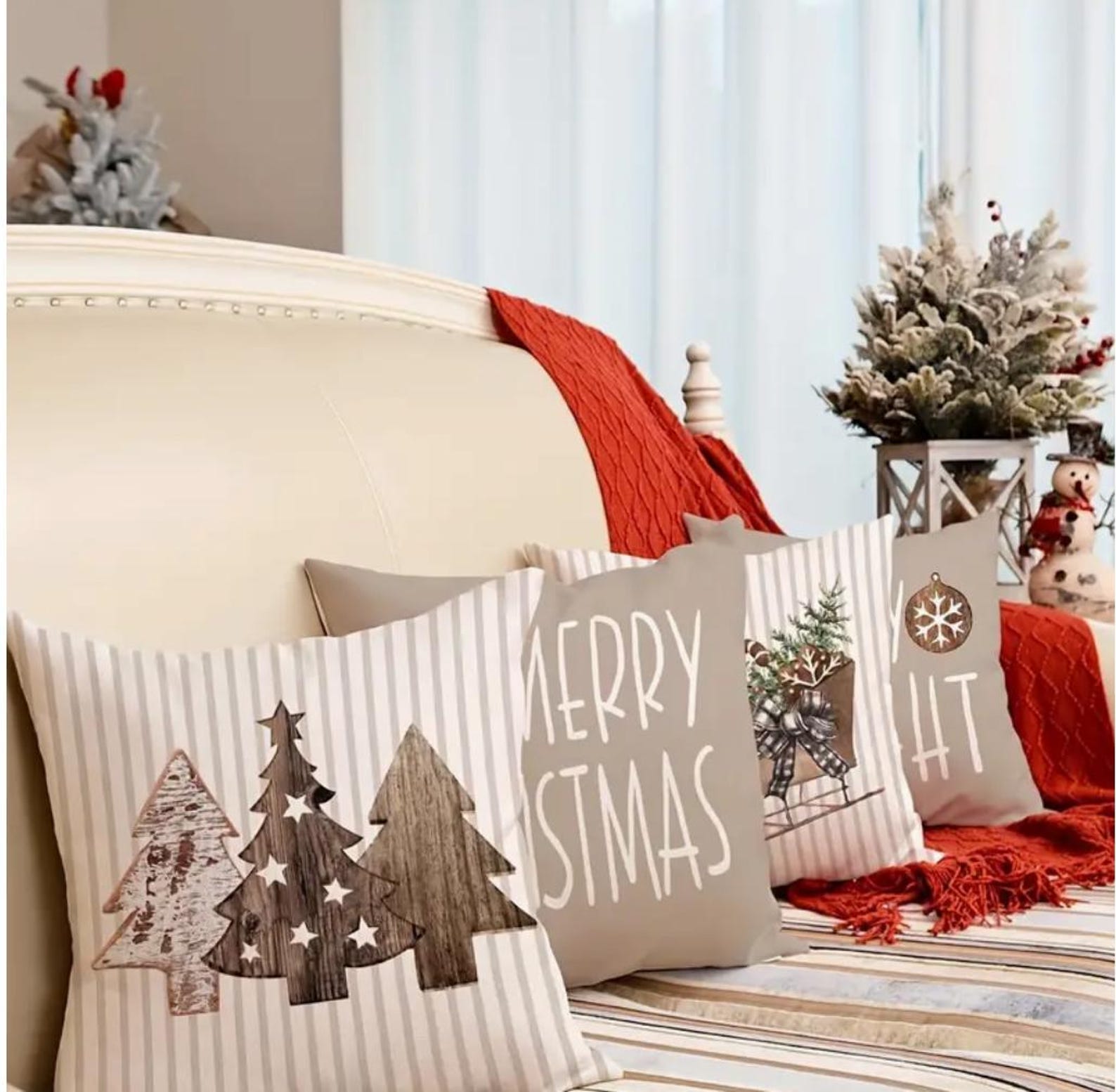 Rustic Christmas Pillowcases, 4pcs Christmas Pillow Covers 18x18 for ...