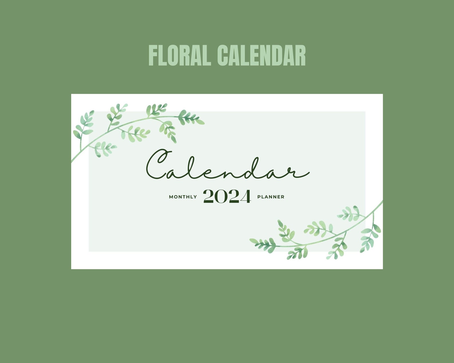 2024 Printable Calendar Floral Monthly Planner 2024 US Letter Size ...