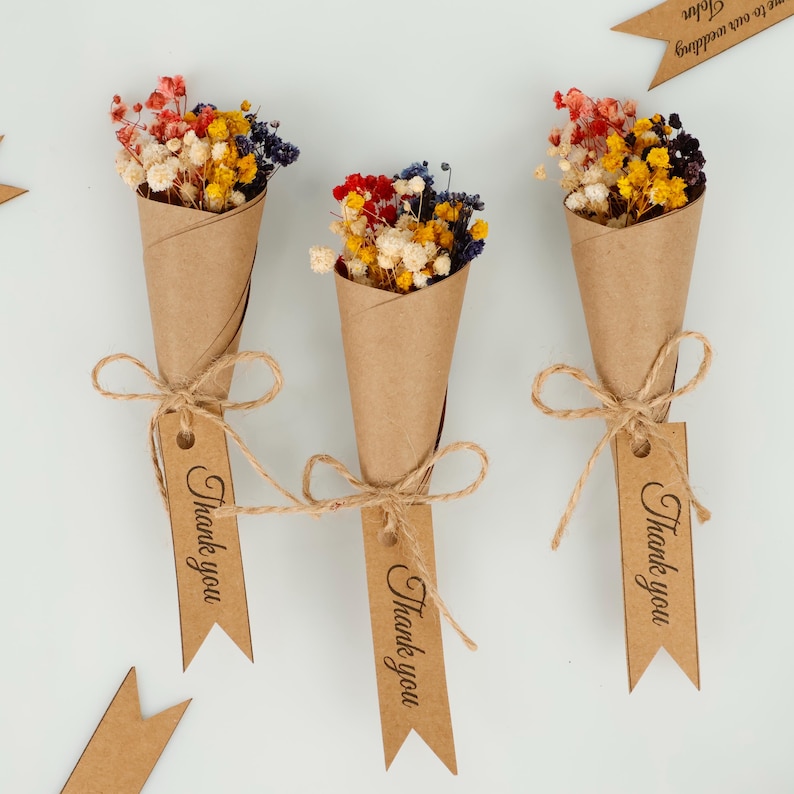 25 Mini Dried Flower Bouquet Favors, Rustic Wedding Decor, Baby Shower ...