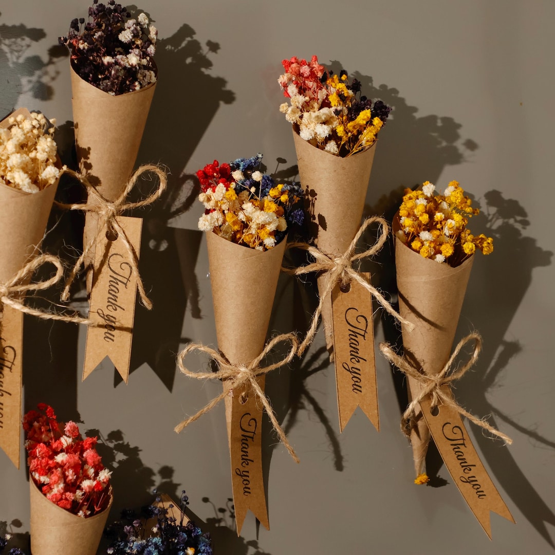 25 Mini Dried Flower Bouquet Favors, Rustic Wedding Decor, Baby Shower ...