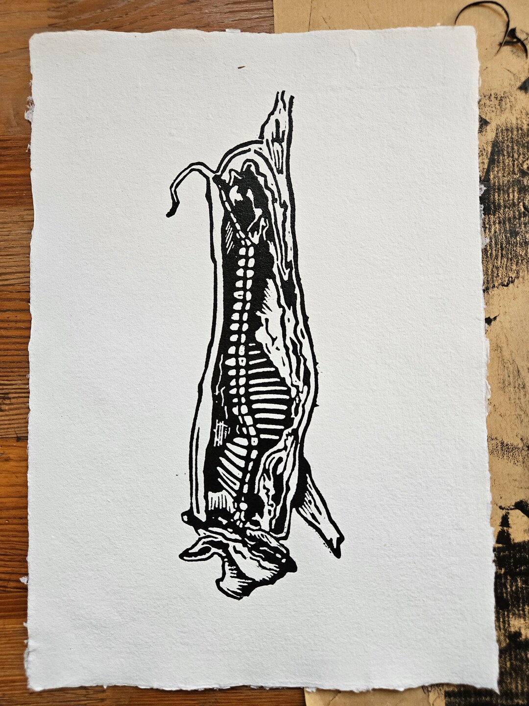 Butchery Art 'side of Pork' Handmade A4 Lino Prints, Butchery Gift ...