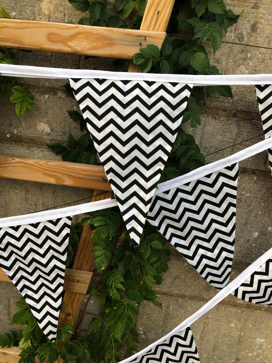 Bold Black and White Zigzag Fabric Bunting, Made Using Repurposed ...