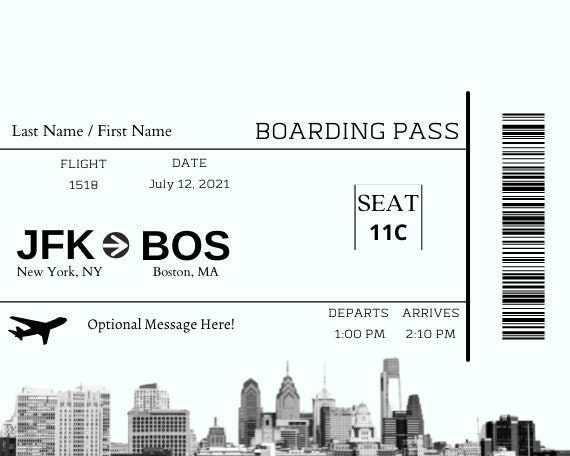 Editable Printable Boarding Ticket | Etsy