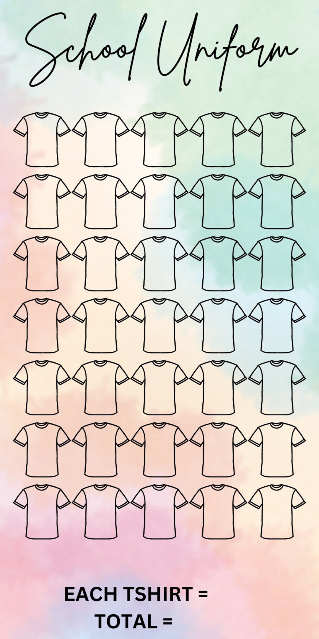 School Uniform Savings Challenge Digital File - Etsy