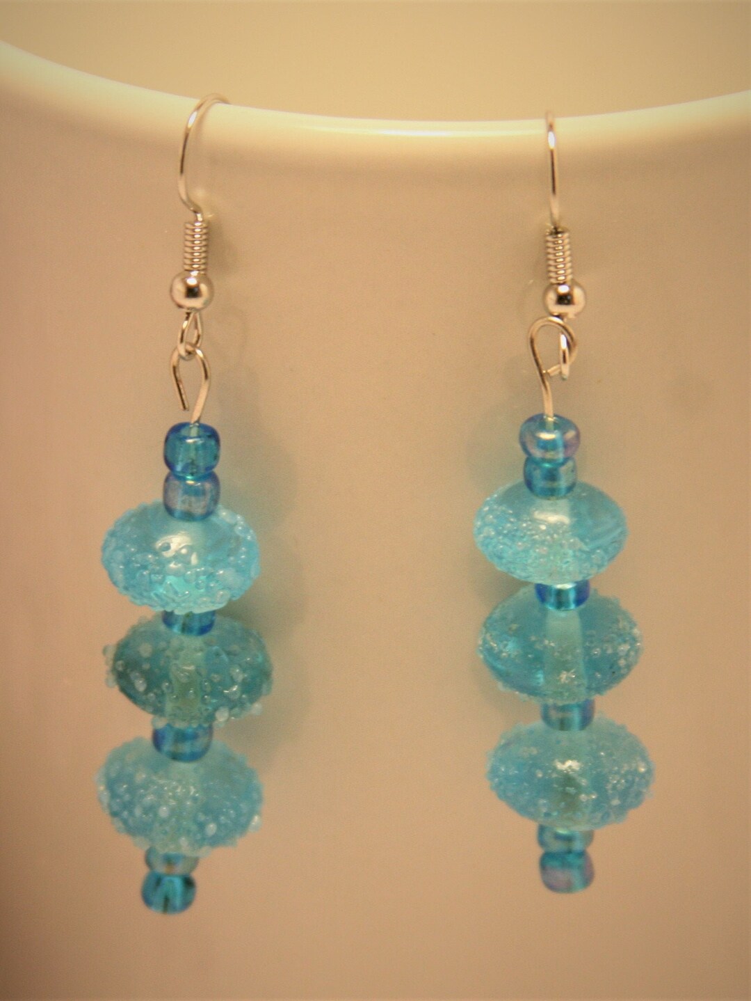Beautiful Turquoise Glass Beaded Drop Earrings - Etsy