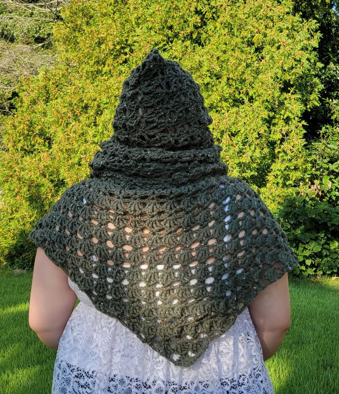 Forest Hooded Crochet Shawl Handmade, Finished Product Forest Faye Hood ...