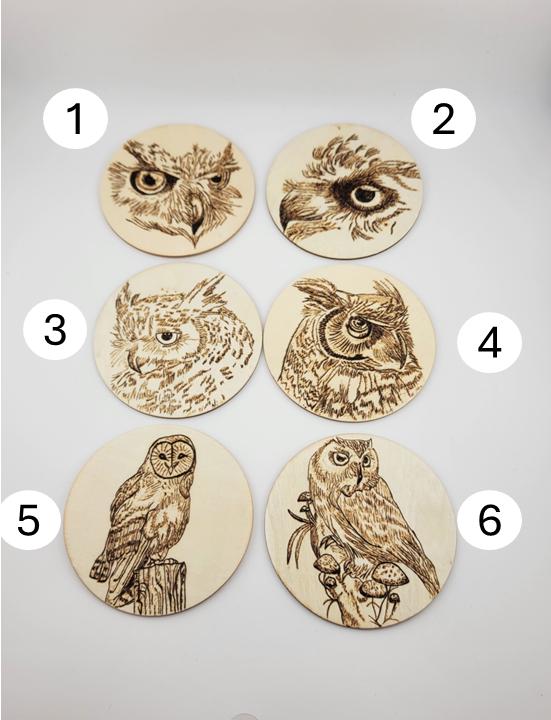 Owl Coaster/ Ornaments, Hand Done Wood Burning, Pyrography - Etsy