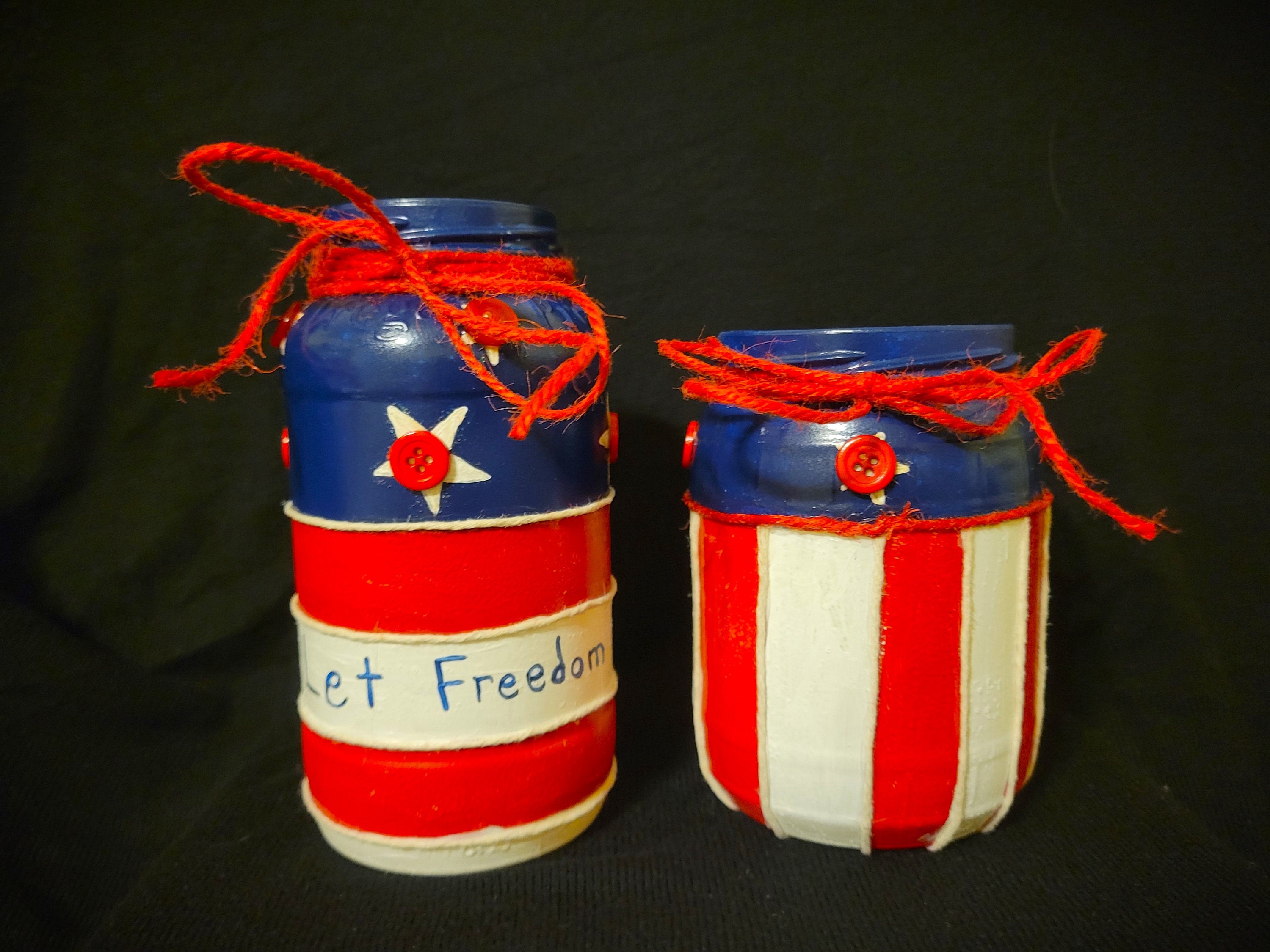 Hand Painted Patriotic Jars 4th of July, Memorial Day, Labor Day ...