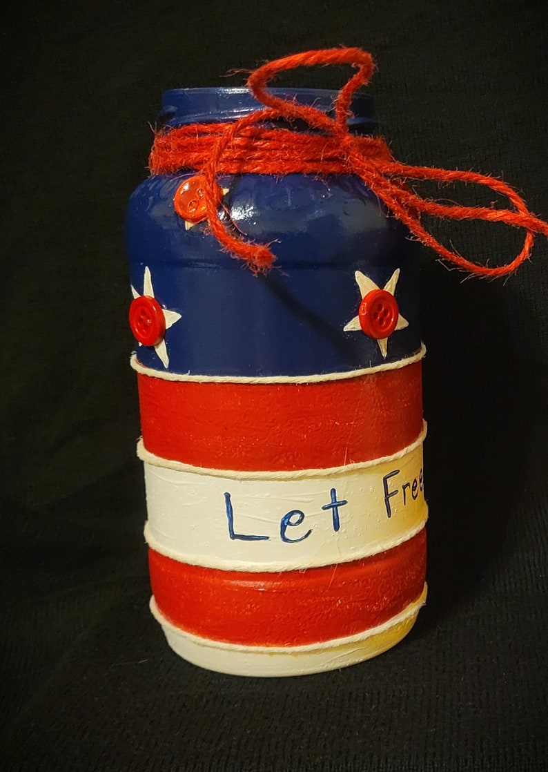 Hand Painted Patriotic Jars 4th of July, Memorial Day, Labor Day ...
