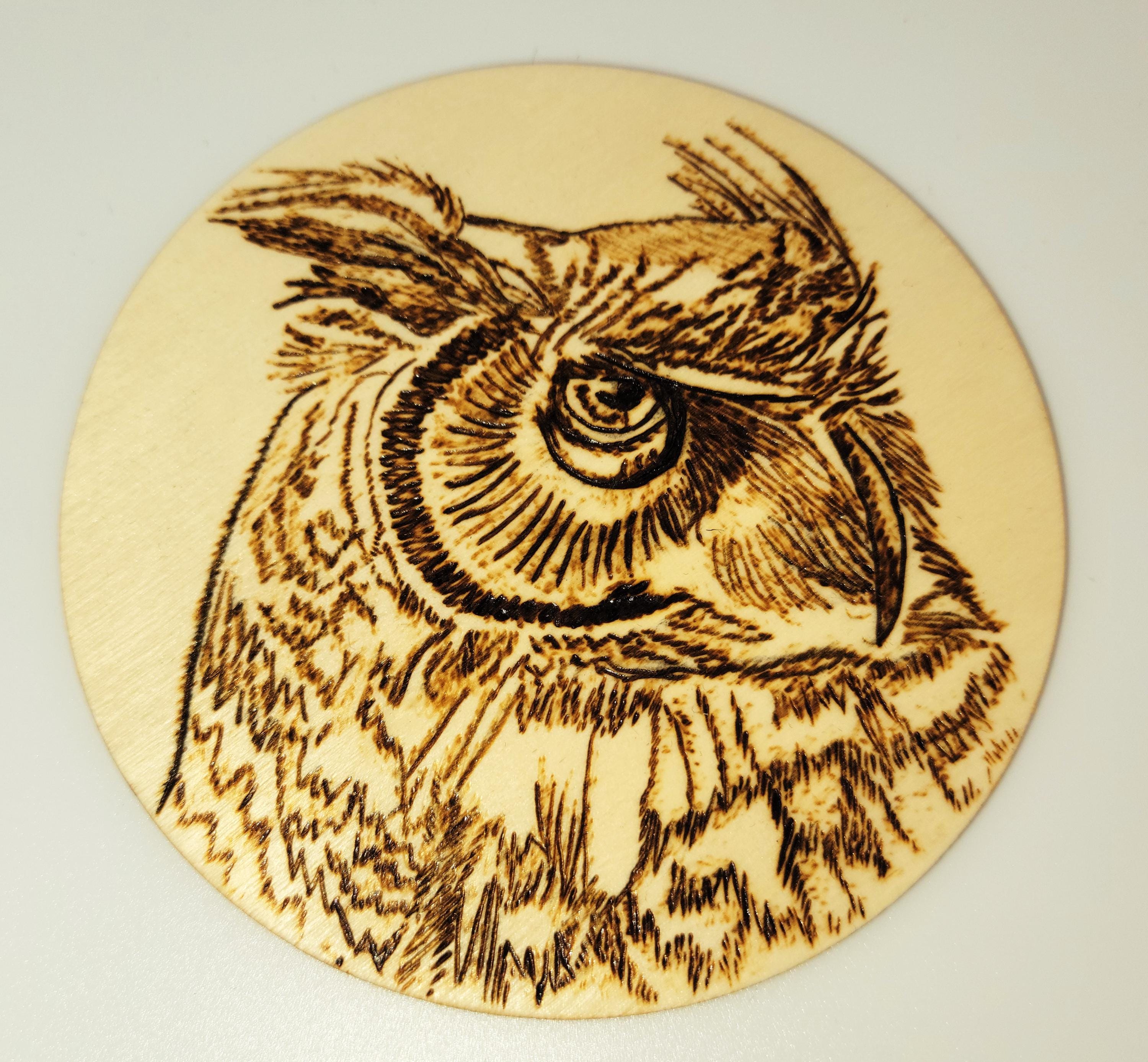 Owl Coaster/ Ornaments, Hand Done Wood Burning, Pyrography - Etsy