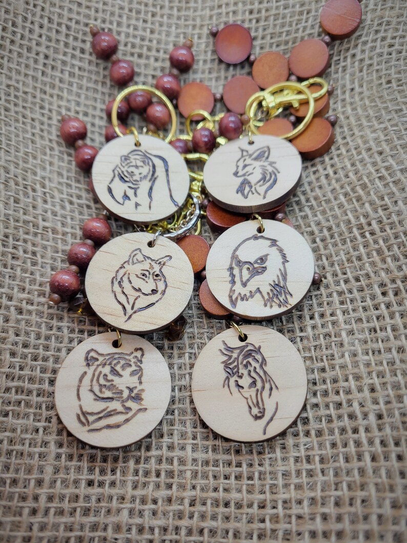 Wood Burned Unique Key Chains: Animals, Double Sided Unique Designs. - Etsy