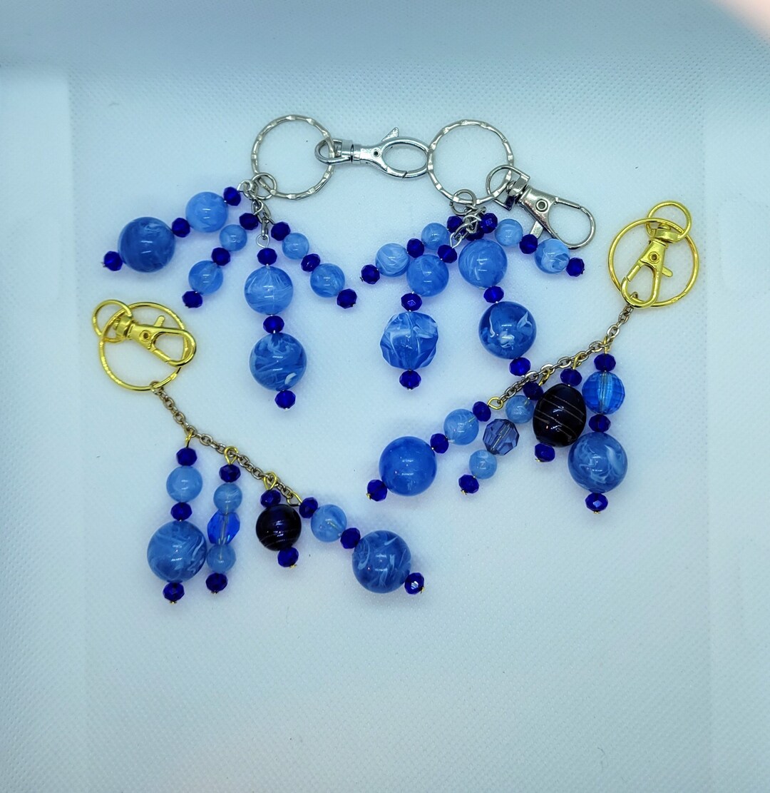 Blue Mood! Blue Beaded Key Chains - Etsy