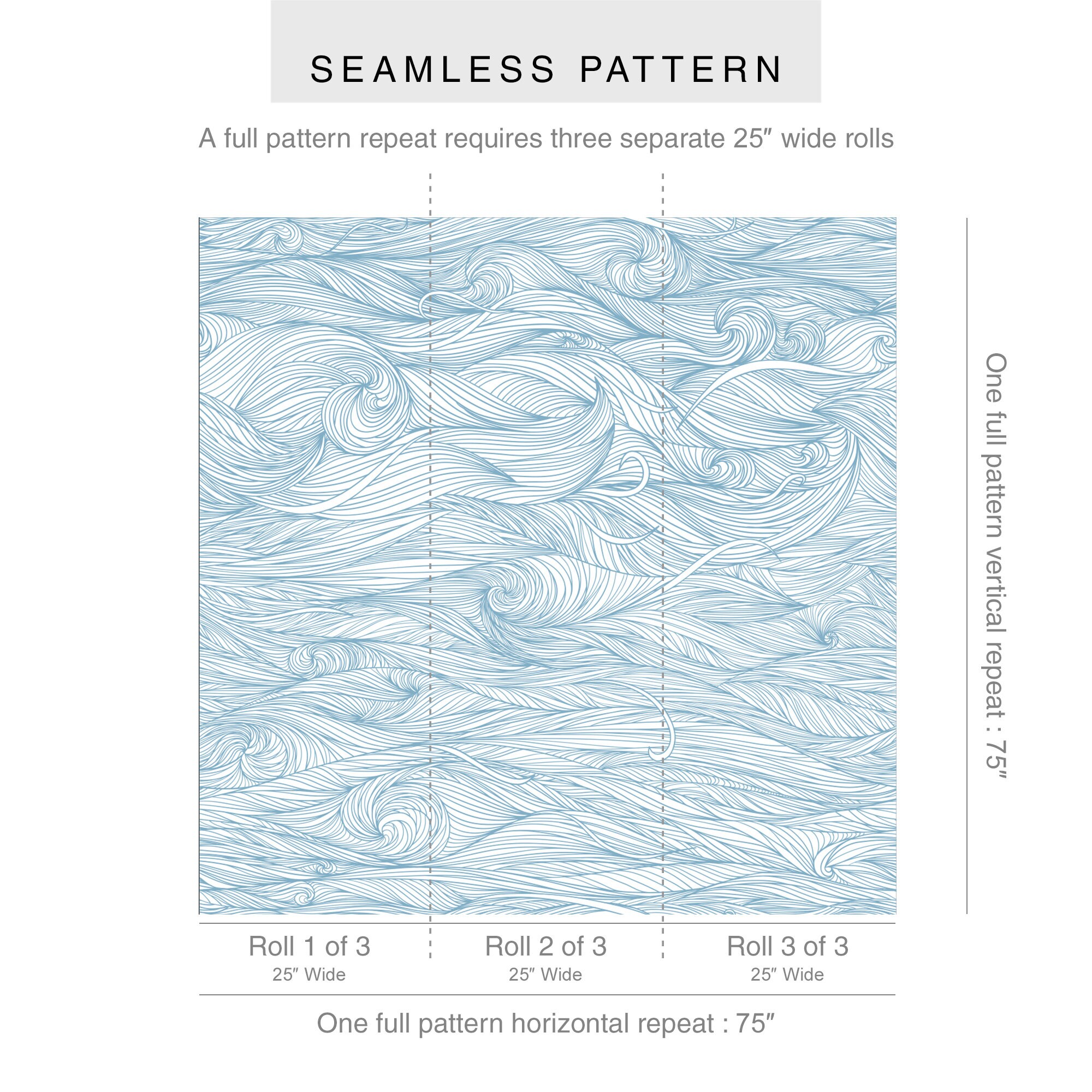 Blue Waves Peel and Stick Wallpaper Abstract Pattern - Etsy