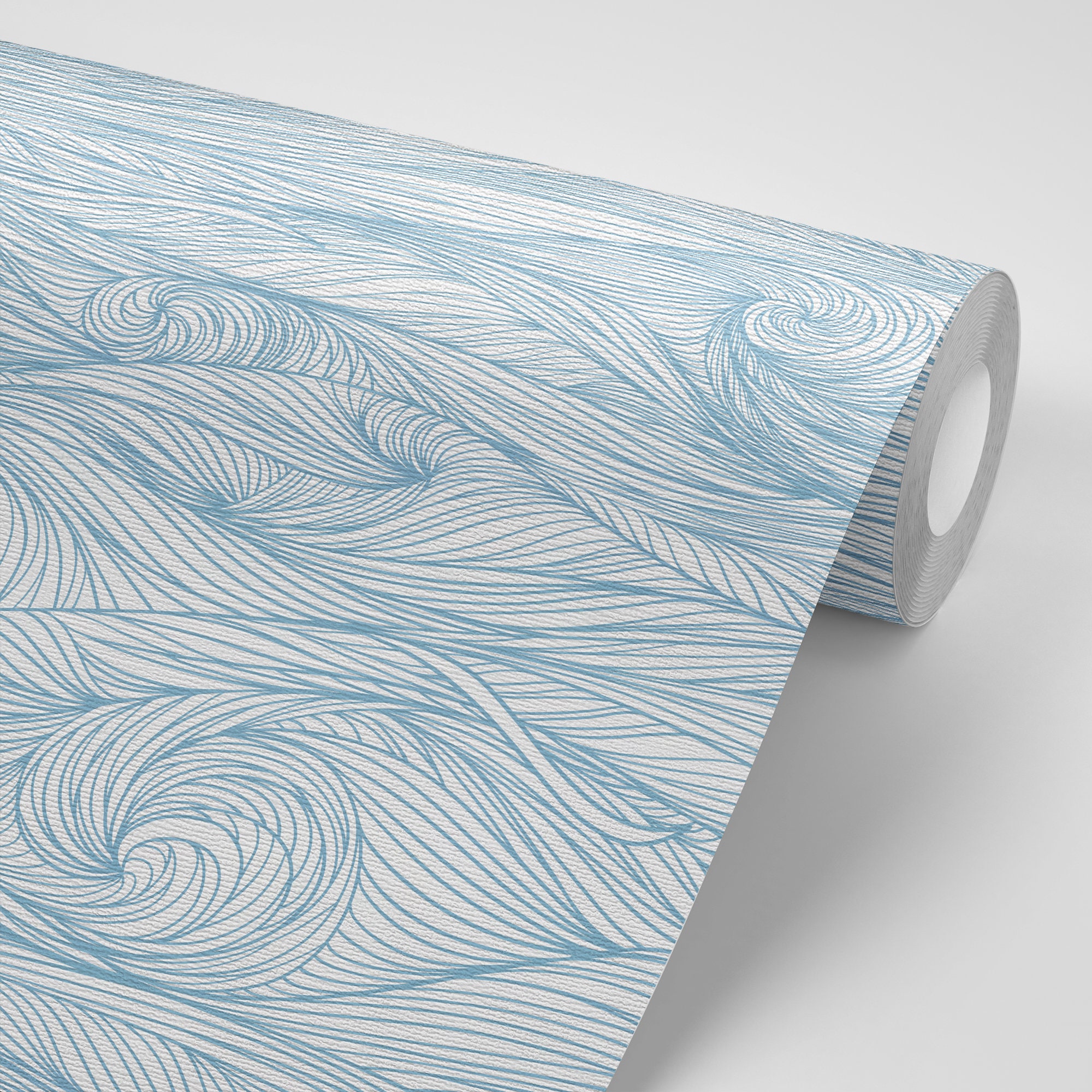 Blue Waves Peel and Stick Wallpaper Abstract Pattern - Etsy