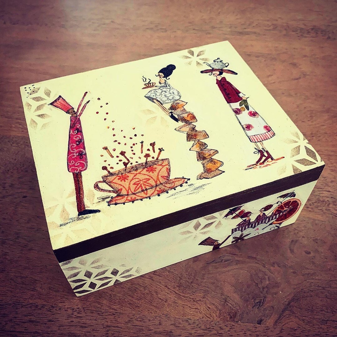 Tea Chest 4 Compartment. Four Partition Organizer. Wooden Box ...