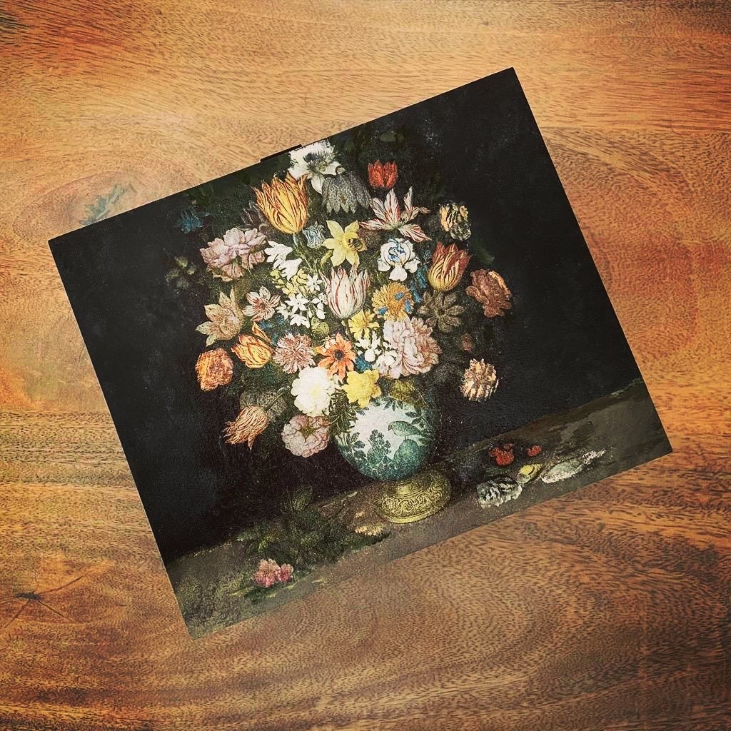 Handmade Tea Chest. Floral Black and Gold Tea Chest. 6 Compartment ...