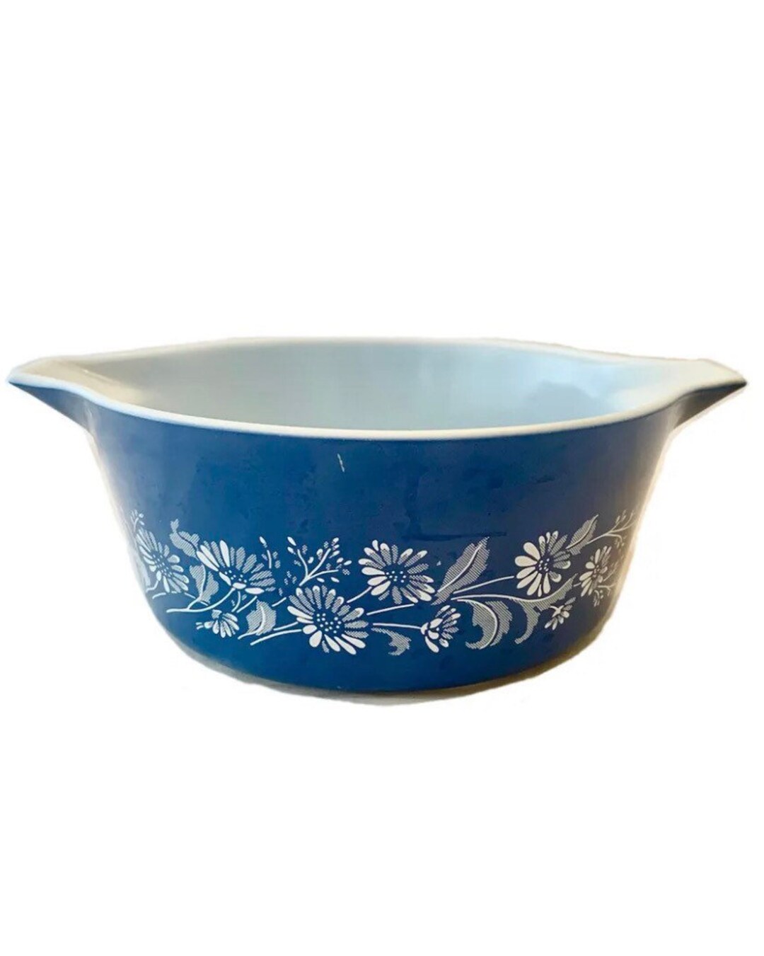 Vintage Pyrex Blue and White Colonial Mist Casserole Dish With Flowers ...