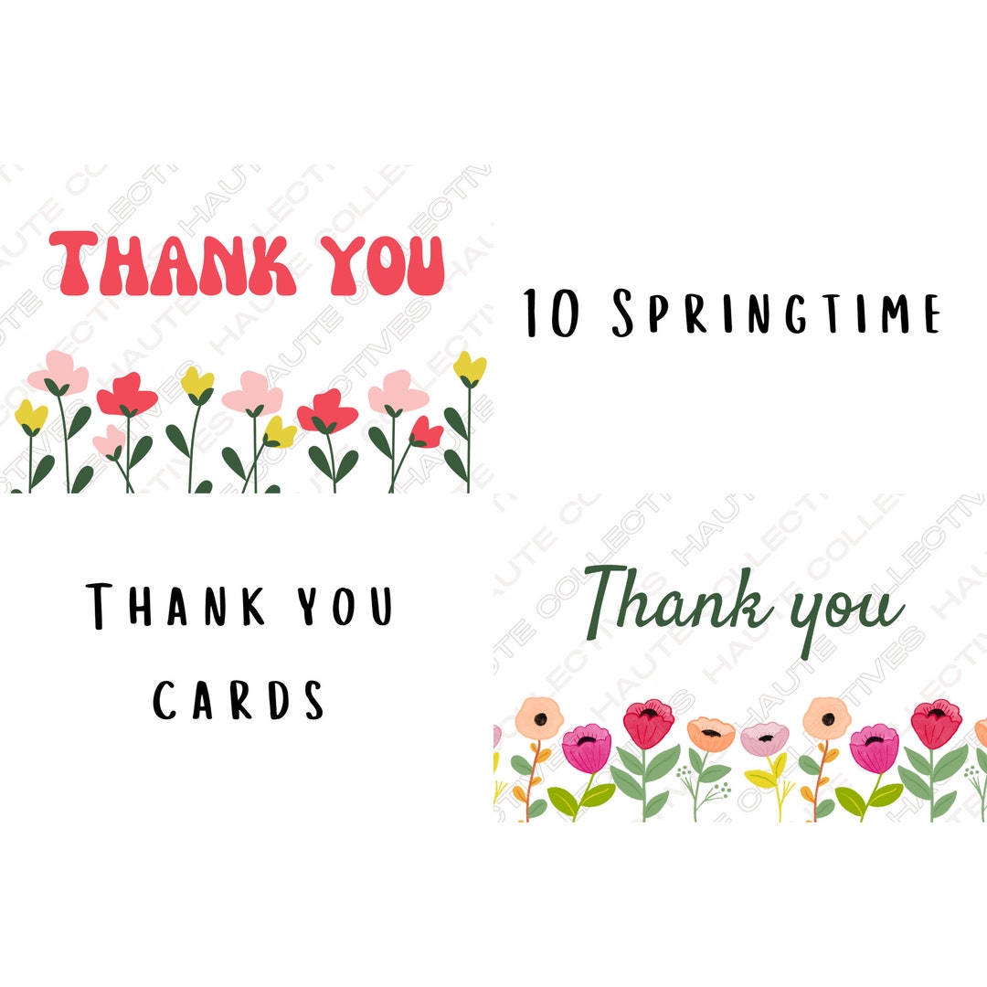 Spring Thank You Cards, Printable, Springtime, Cards, Business Cards ...