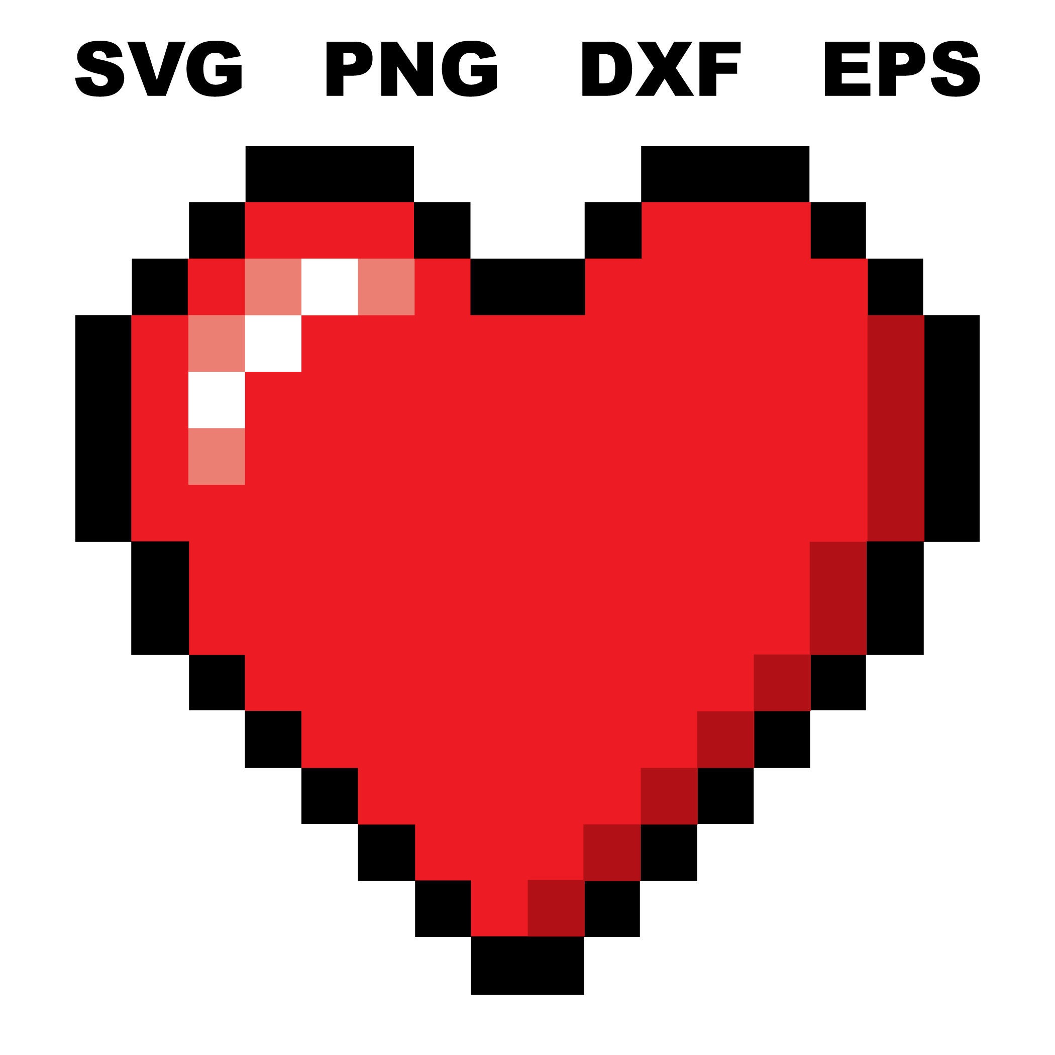 Pixel Heart, SVG, PNG, Dxf, EPS, Vinyl, T-shirt, Digital - Etsy