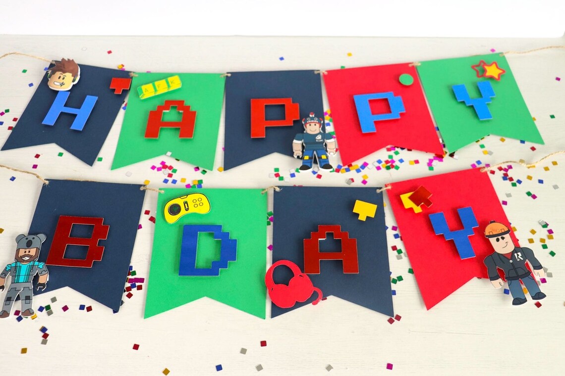 Roblox Birthday Banner Roblox Birthday Party Roblox Party - Etsy