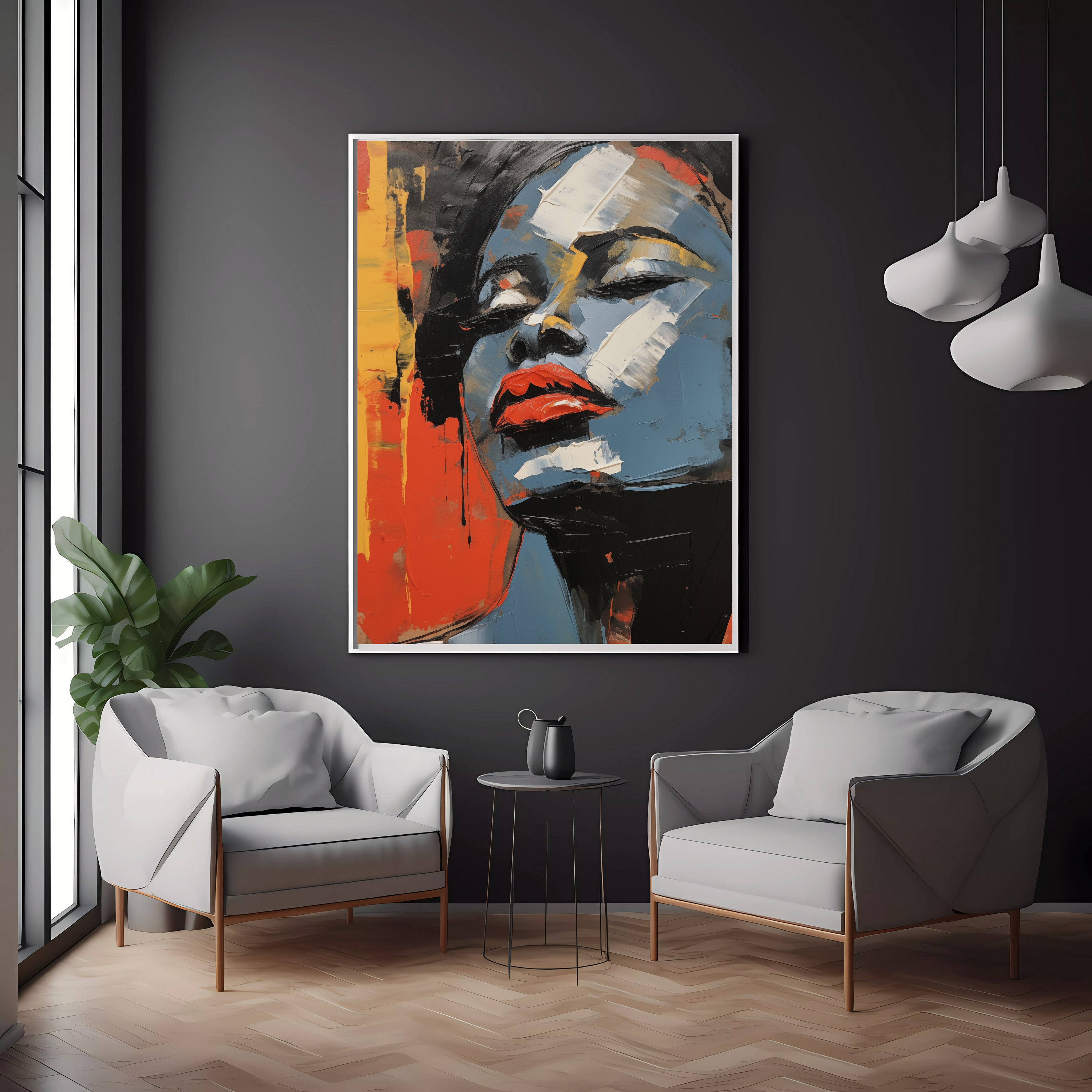 African Lady in Blue Digital Print | Abstract Impressionist Wall Art ...