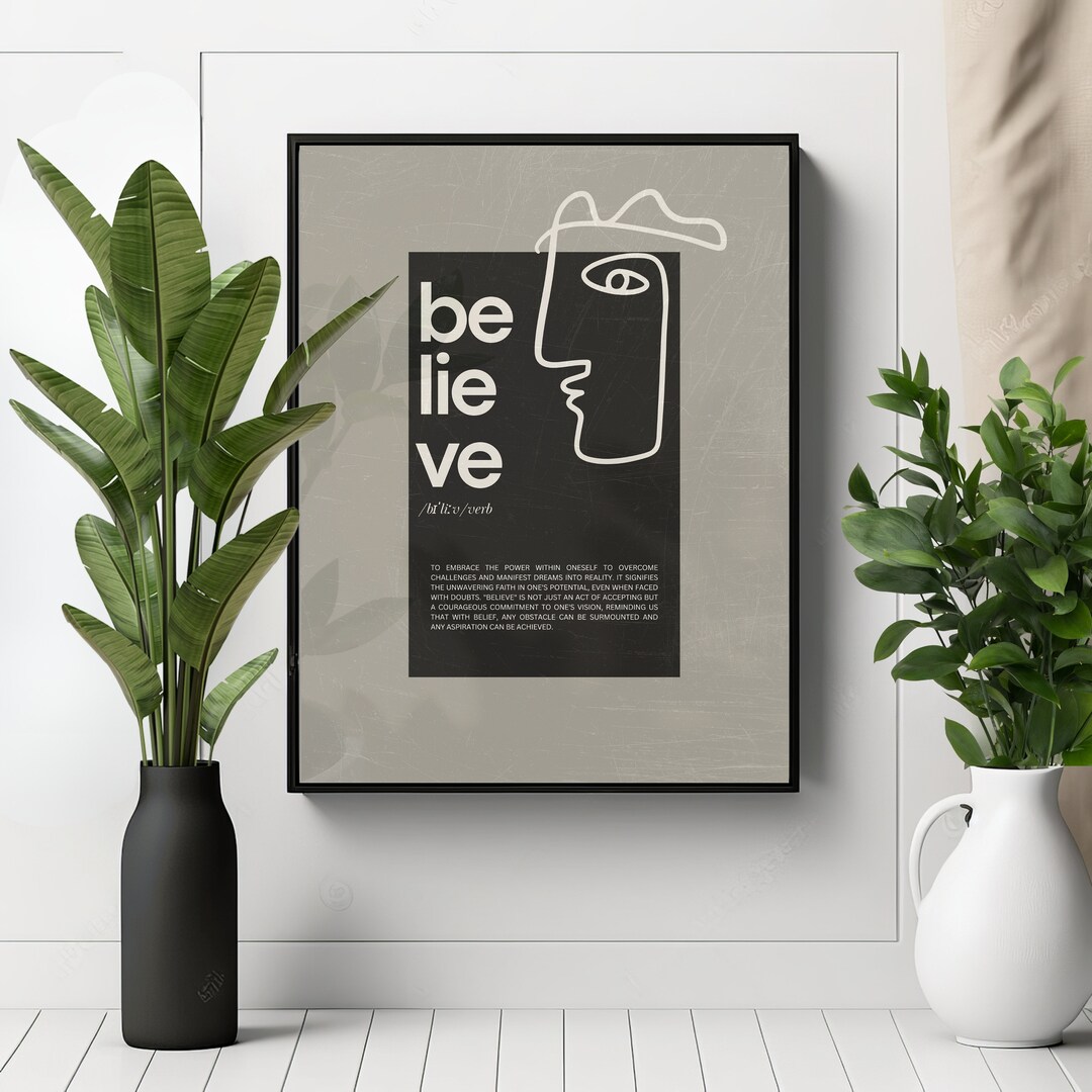 Believe Definition Art Print, Abstract Digital Poster, Inspirational ...