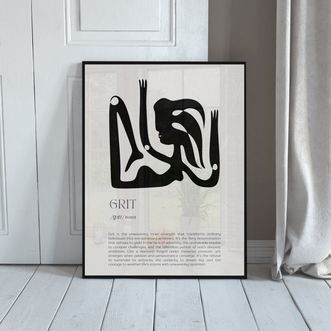 Grit Definition Wall Art, Modern Motivational Poster, Printable Quote ...