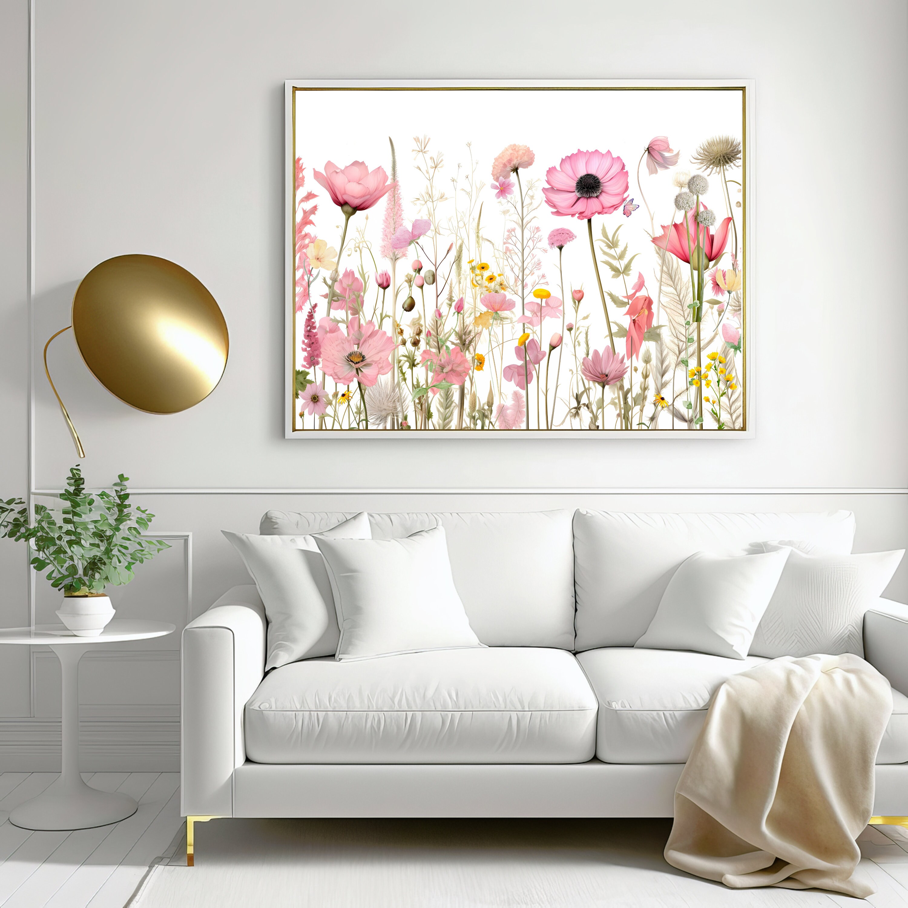 Light Pink Wall Art, Pink Wildflower Print, Printable Wall Art, Blush ...