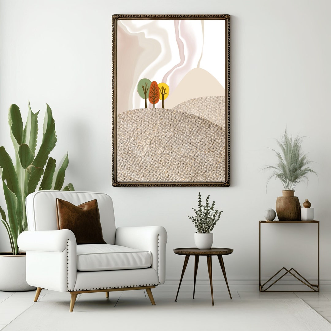 Printable Abstract Landscape Art in Neutral Tones, Downloadable Wall ...