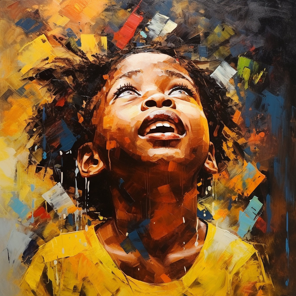 Vibrant African Child Portrait in Vibrant Colours, Digital Wall Art ...
