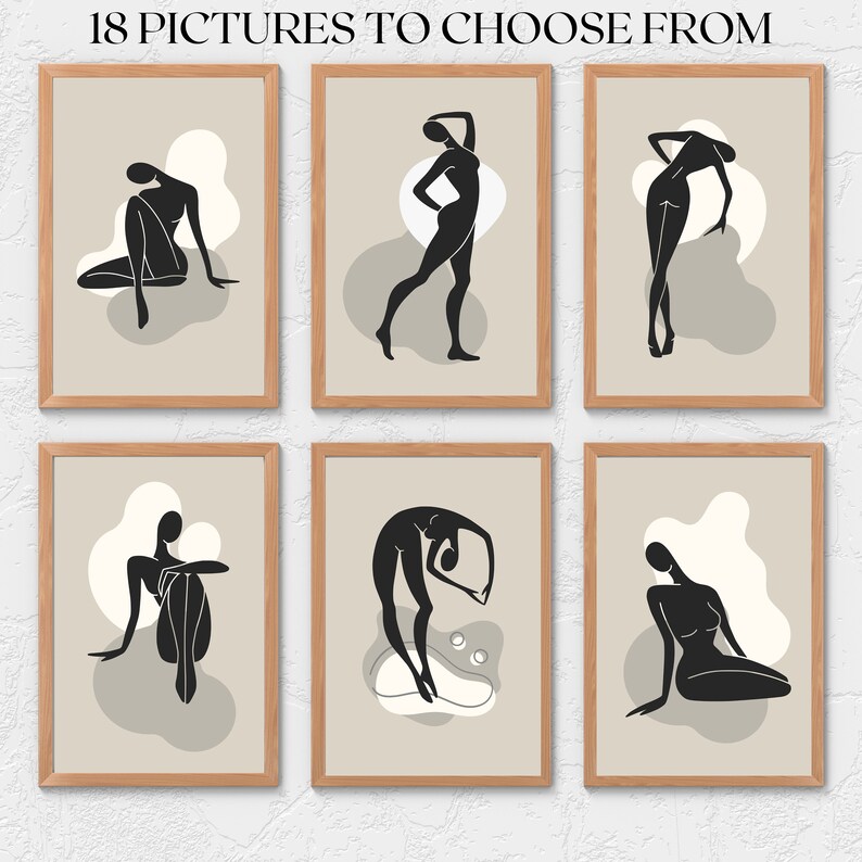 Gallery Set of 18 Female Body Wall Prints, Instant Downloadable Wall ...