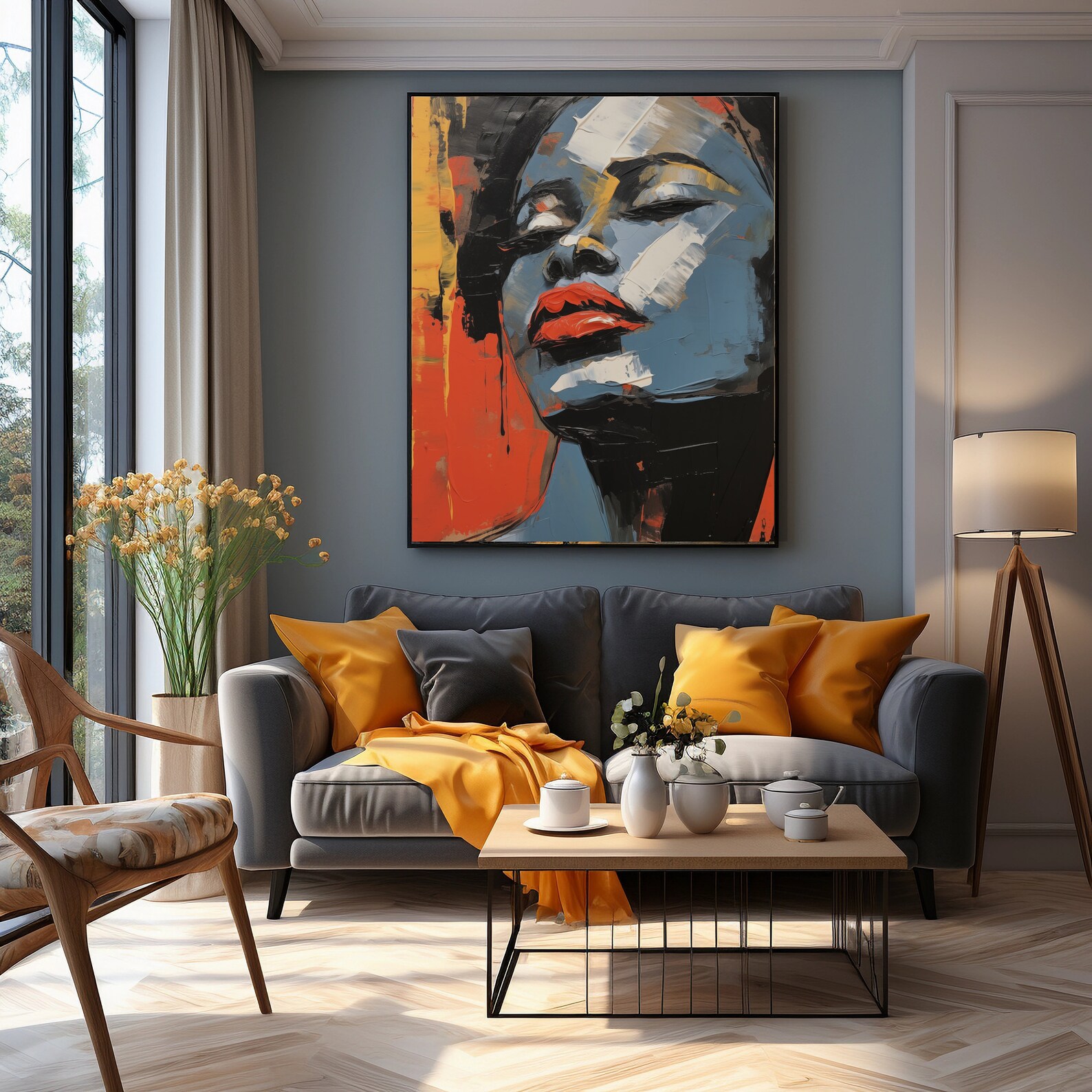 African Lady in Blue Digital Print | Abstract Impressionist Wall Art ...