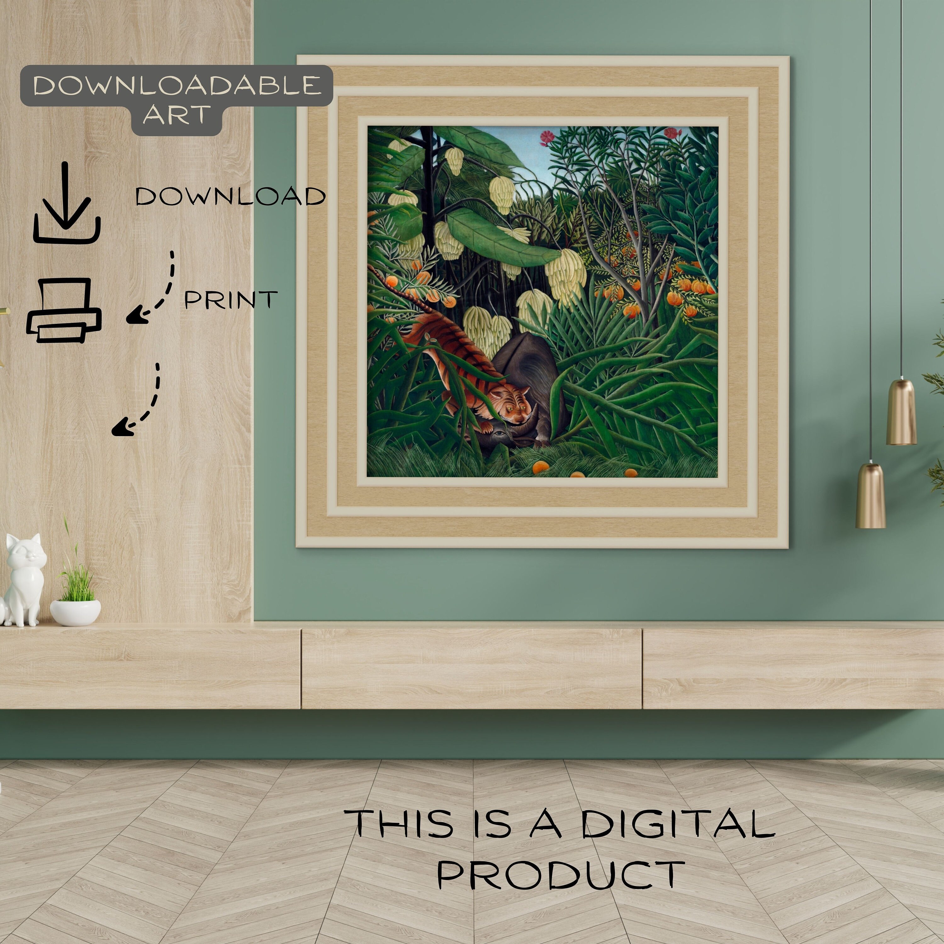 Henri Rousseau's Printable Art of the Fight Between a Tiger and a ...