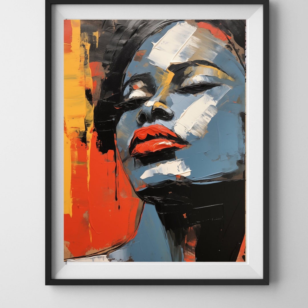 African Lady in Blue Digital Print | Abstract Impressionist Wall Art ...