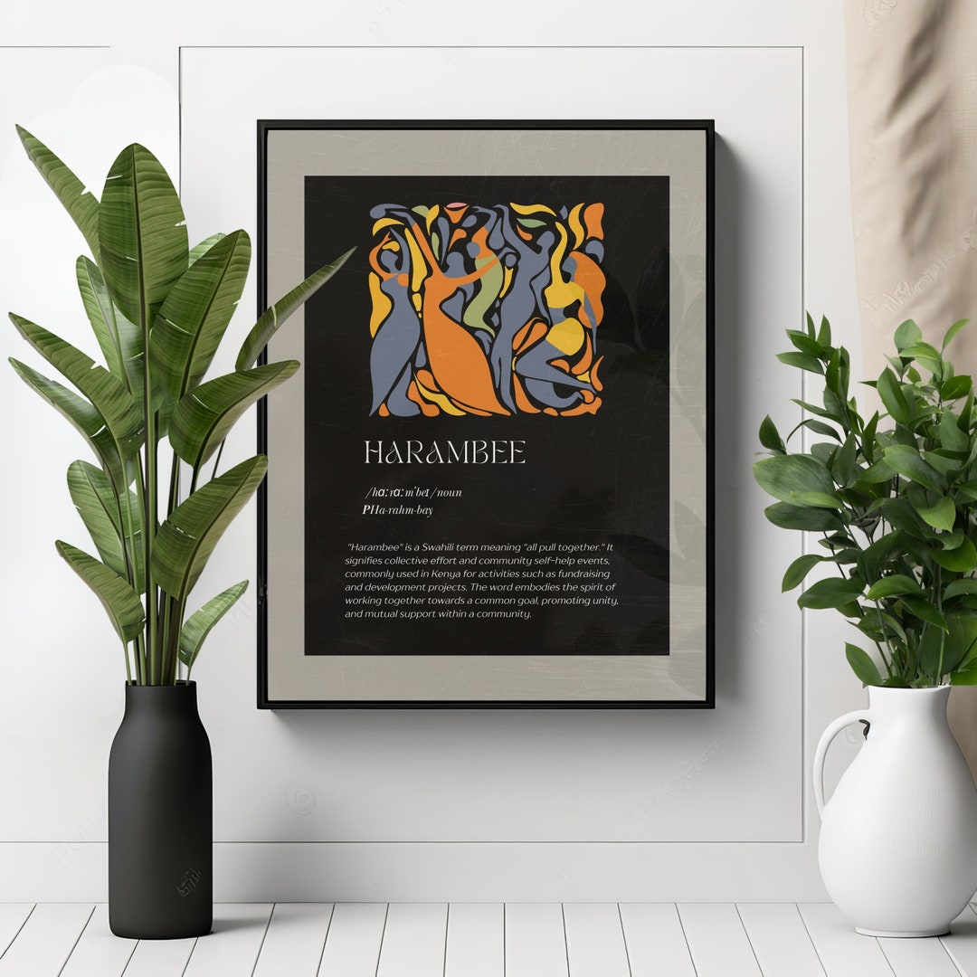 African Contemporary Poster, Harambee Meaning Wall Art, African Poster ...