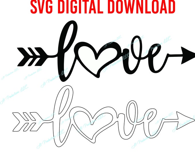 Love Arrow SVG Digital Download Love Arrow Valentines Vector Cricut ...