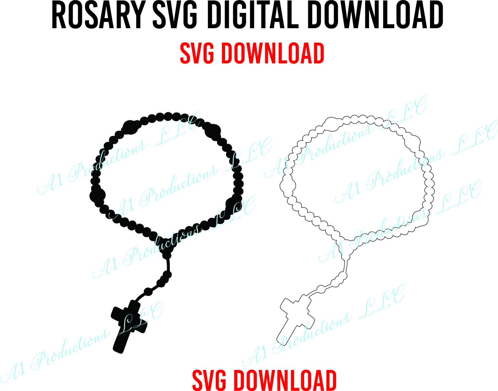 Rosary SVG Vector - Rosary Cricut SVG - Rosary Silhouette SVG - Rosary ...