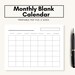 Minimalist Monthly Calendar Landscape, Printable Calendar, Year ...